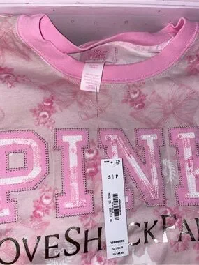 Tops | Pink X Loveshackfancy S Campus Pink Beaux Icons Tee | Poshmark
